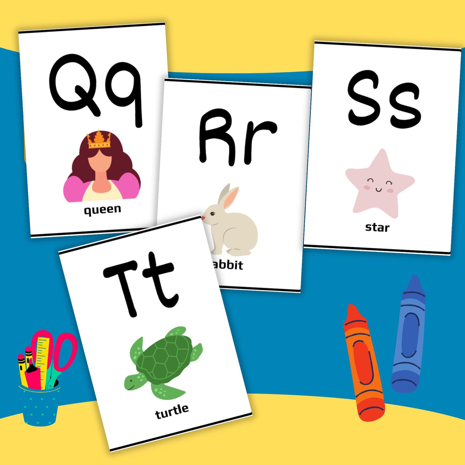 26 ABC Flash Cards, Educational Cards, A-Z Cards, Learn Abcs, Alphabet ...