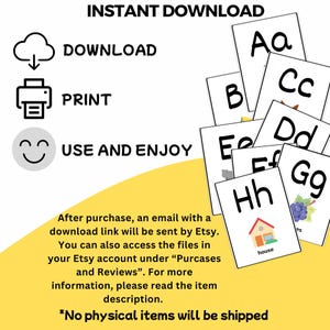 26 ABC Flash Cards, Educational Cards, A-Z Cards, Learn Abcs, Alphabet ...