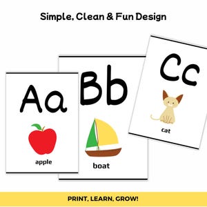 26 ABC Flash Cards, Educational Cards, A-Z Cards, Learn Abcs, Alphabet ...