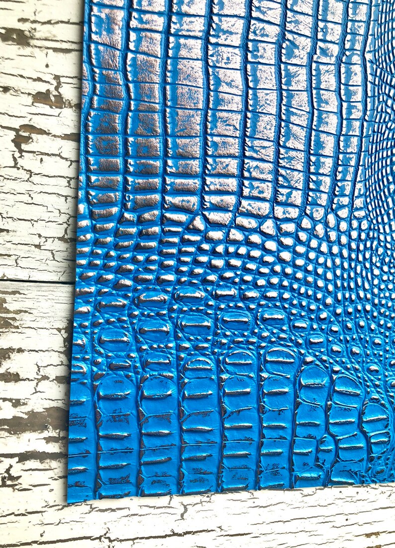 Metallic Blue Alligator Skin Faux Leather Metallic Alligator | Etsy