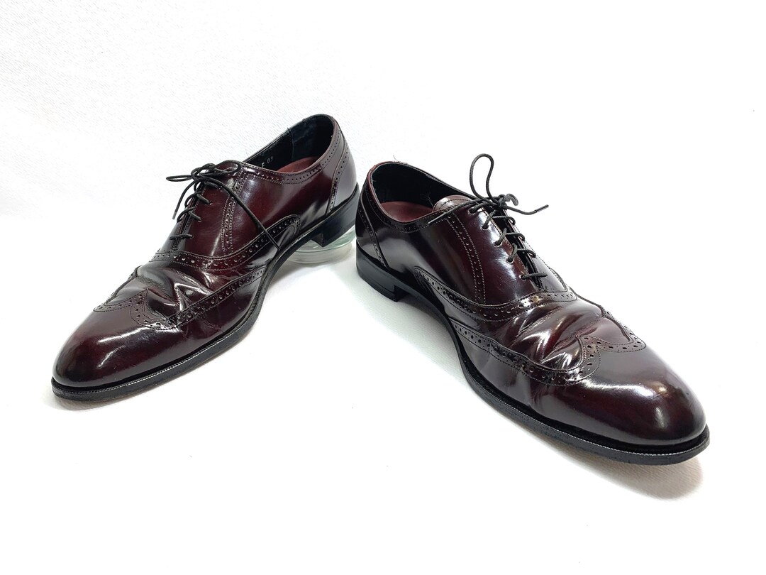 Blue Gold Florsheim Logo Vintage BLACK CHERRY Leather Mens Size 13 ...