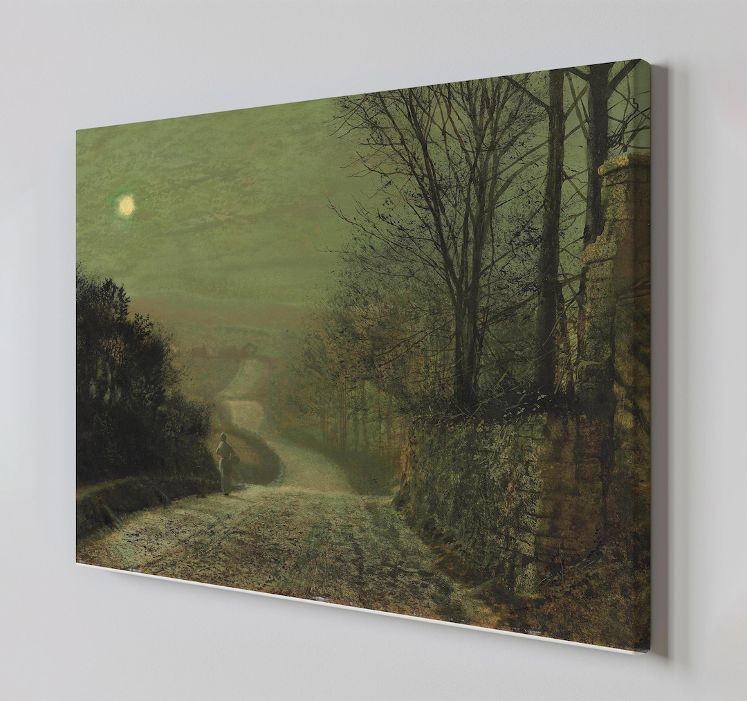 A Country Lane by Moonlight, John Atkinson Grimshaw, Vintage Painting ...