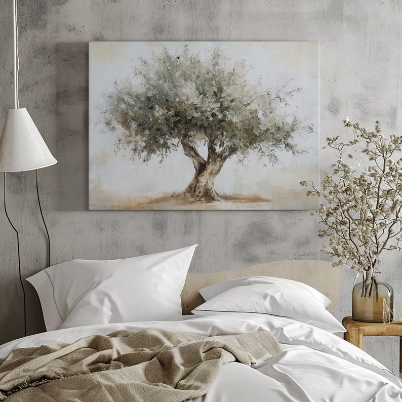 Olive Tree Canvas Print Wall Art - Rustic Botanical Decor for Living ...