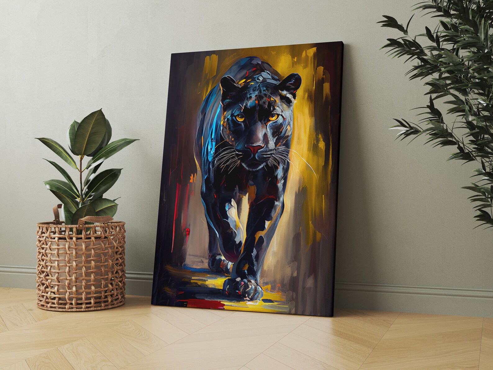 Black Panther Painting Wall Art Canvas Print Home Decor Animals ...