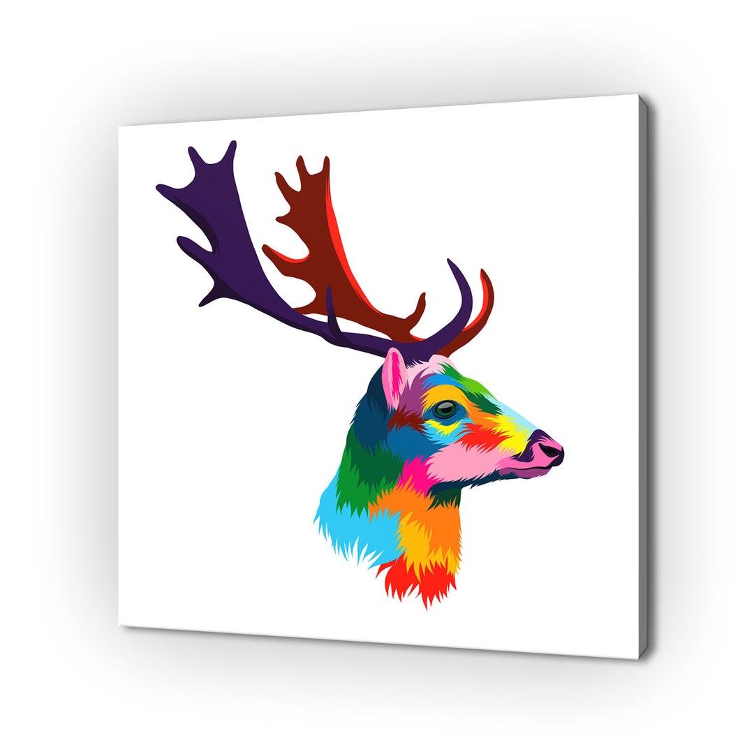 Abstract Red Deer Stag Canvas Art Print Picture Wall Hanging Handmade ...
