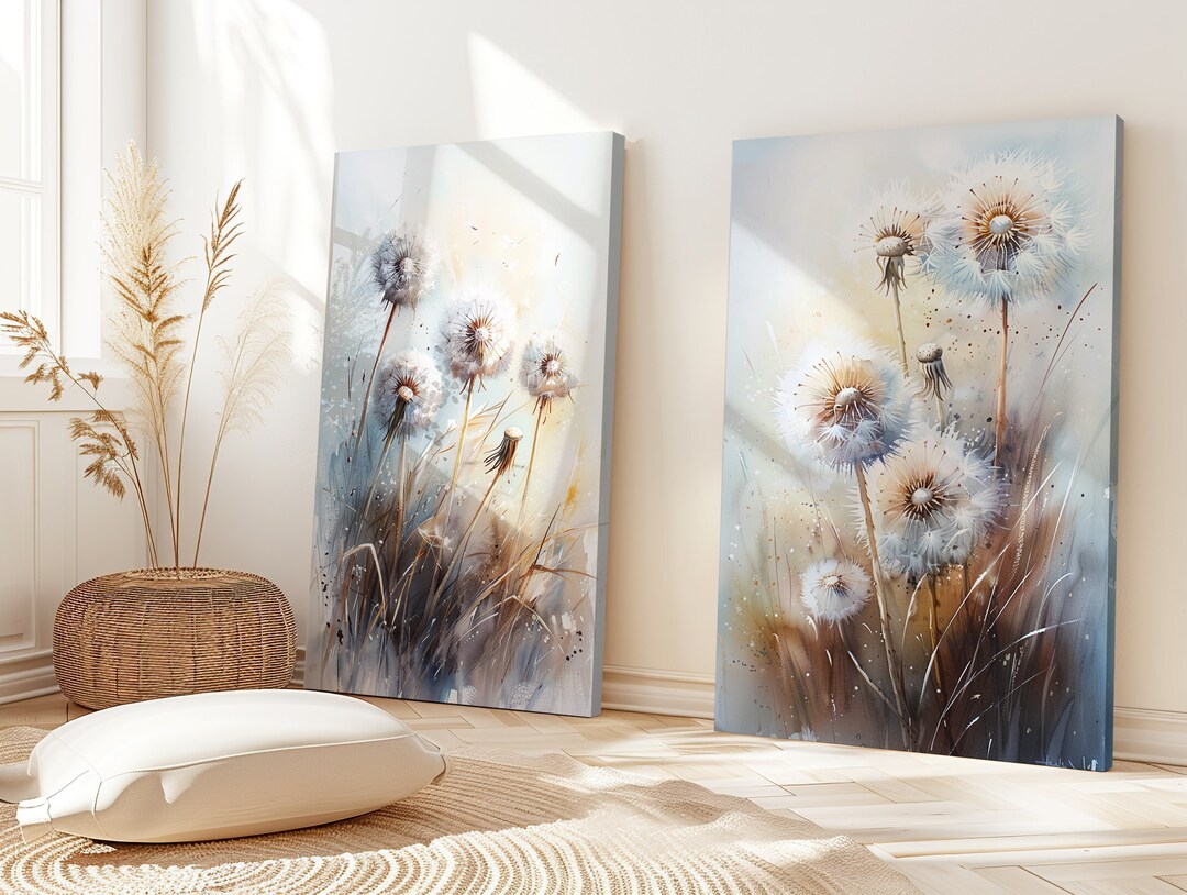 Abstract Dandelions Canvas Print, Minimalist Wall Art, Elegant Home ...