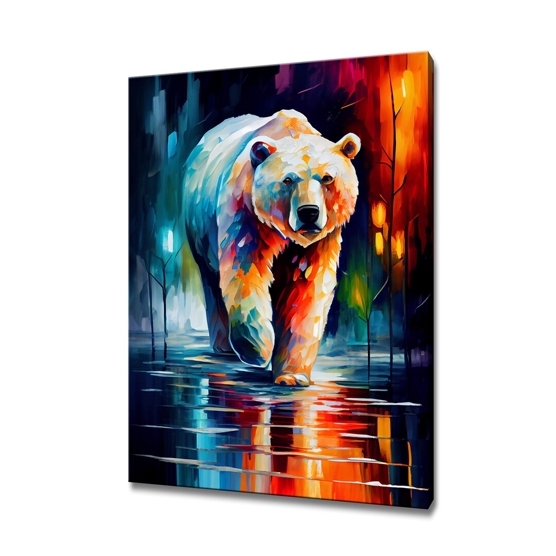 Polar Bear Canvas Print Painting Picture Wall Art Home Decor Animals ...