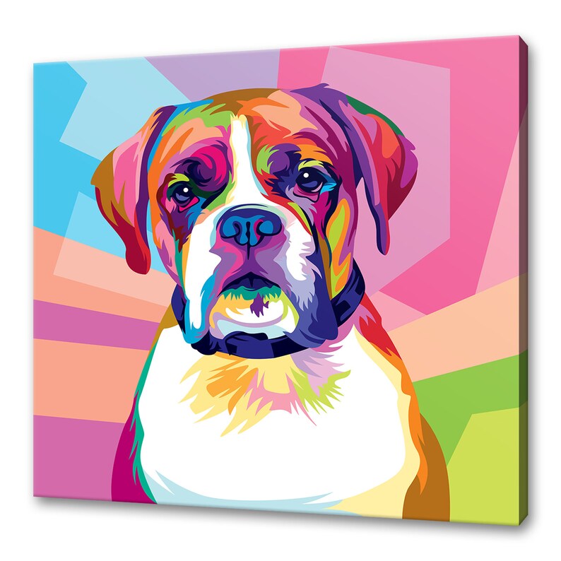 Boxer Dog Colourful Canvas Picture Print Wall Art Home Decor - Etsy UK