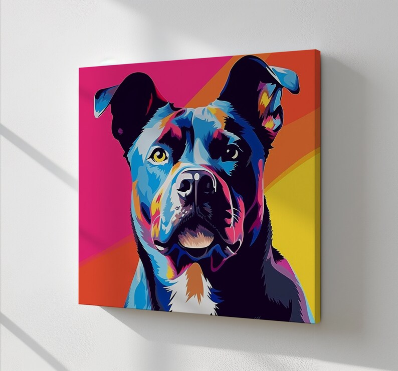 Impresión en lienzo de Staffordshire Bull Terrier, arte mural para ...