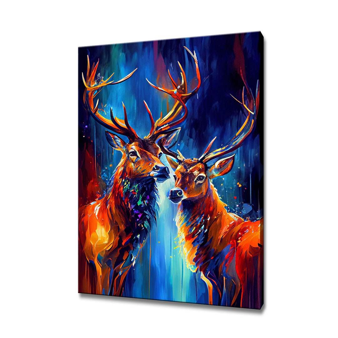 Stag Deer Colourful Painting Wall Art Canvas Print Home Decor Animals ...