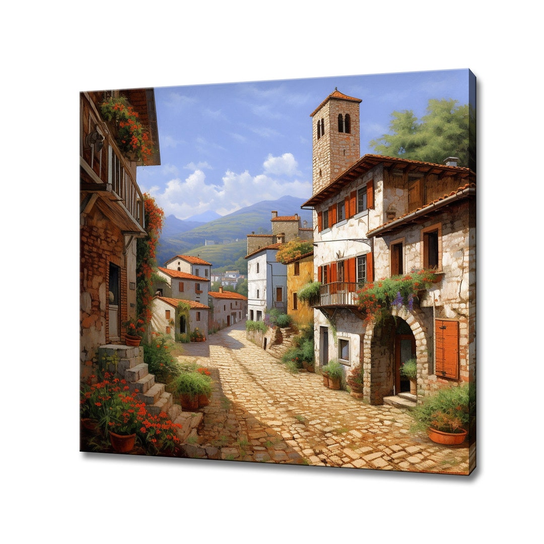 Country Village in Italy Art Print | Italian Countryside | Canvas Wall ...