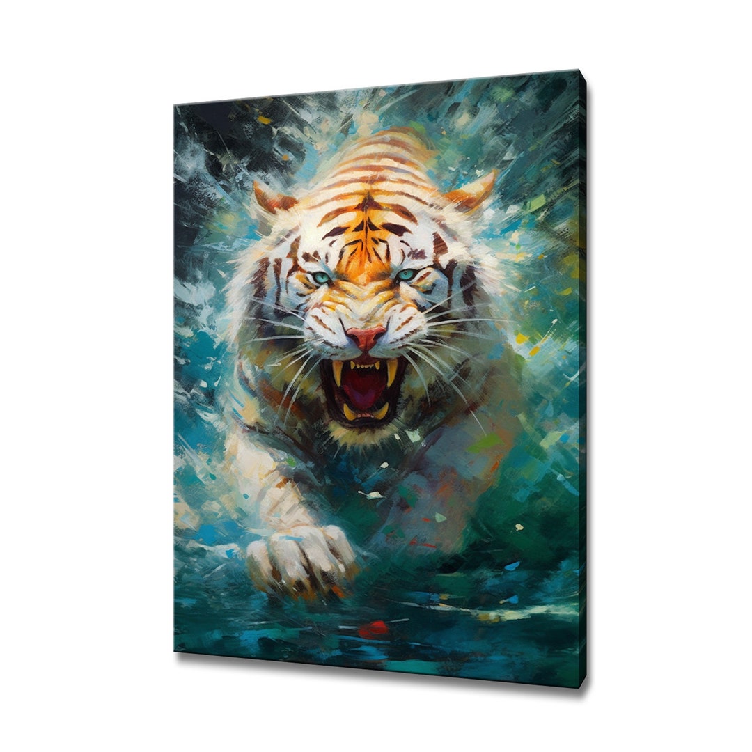 Weißer Tiger Bunte Malerei Wand Kunst Leinwand Druck Wohnkultur Tiere ...