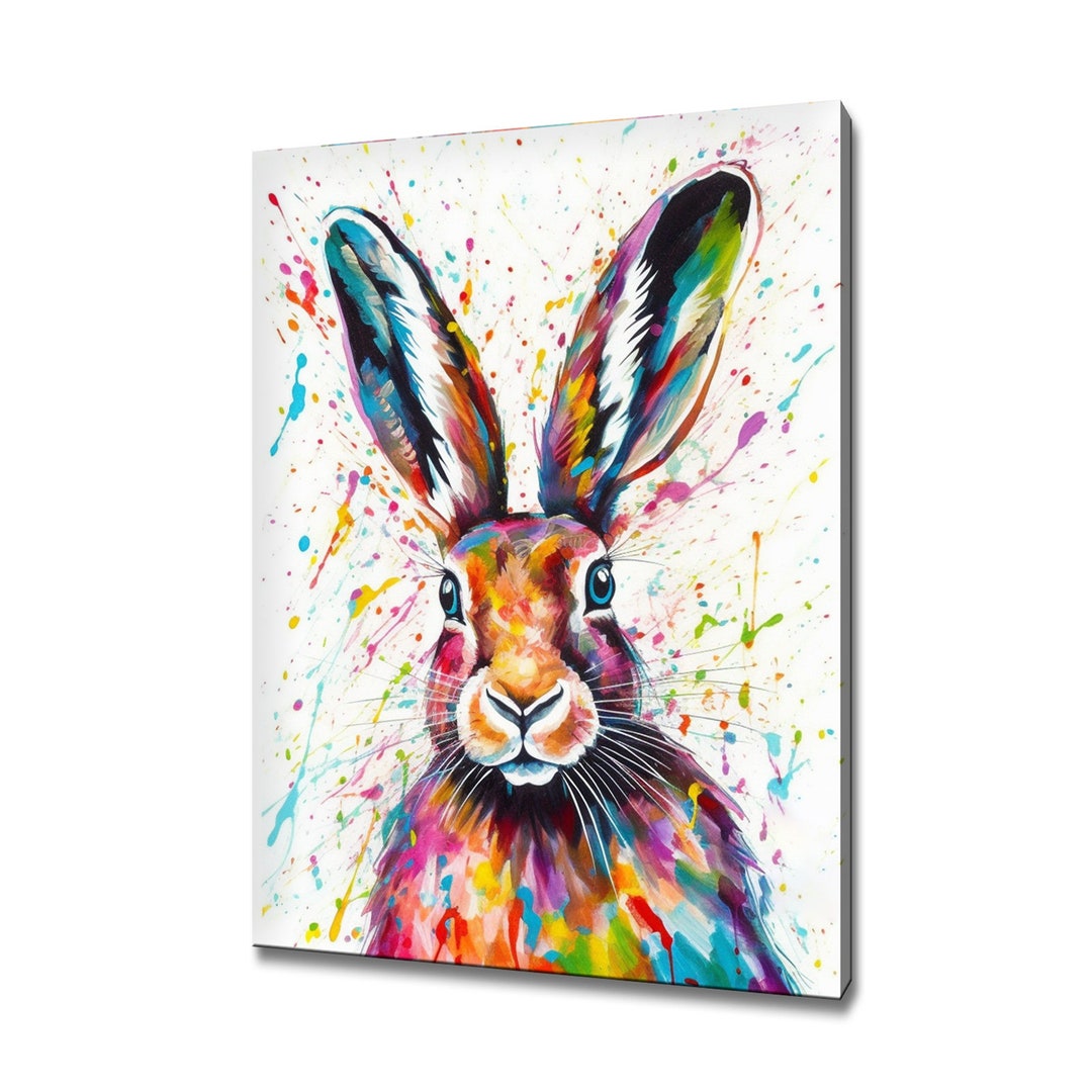 Hare Abstract Colourful Canvas Print Picture Wall Hanging Handmade Art ...
