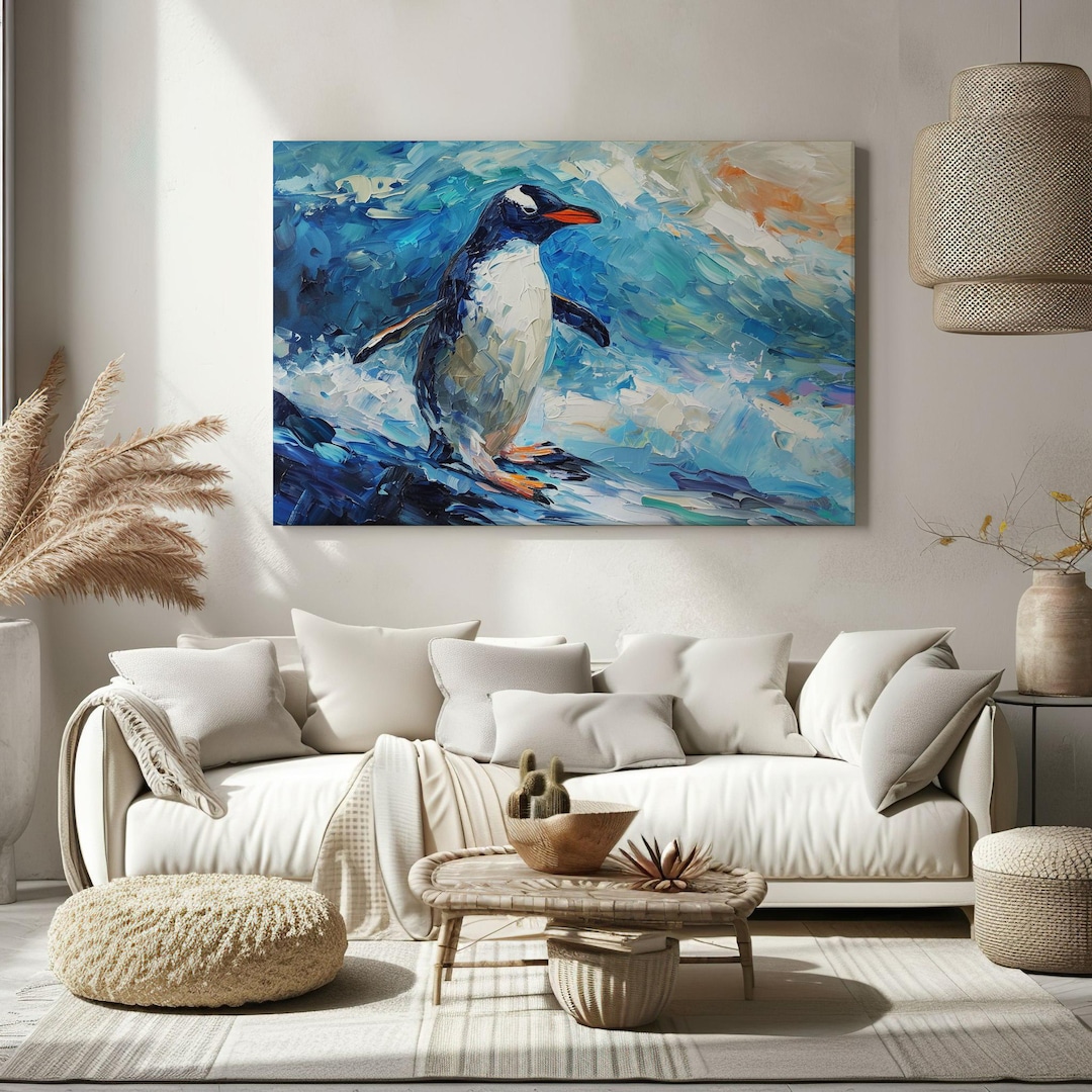Penguin Canvas Wall Art Print – Modern Home Decor - Etsy UK