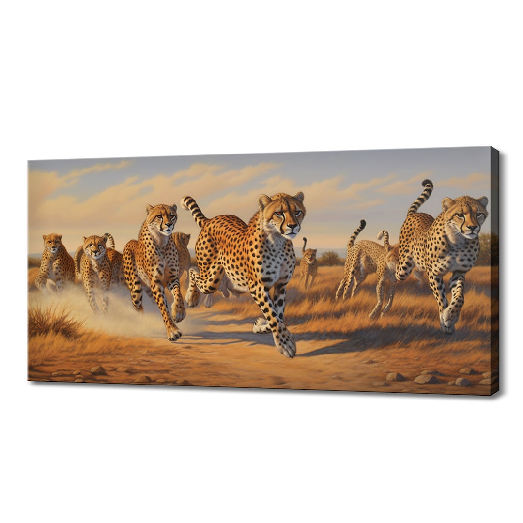 Cheetahs Running at Sunset Canvas Print I Wild Animals Wall Art | Gift ...