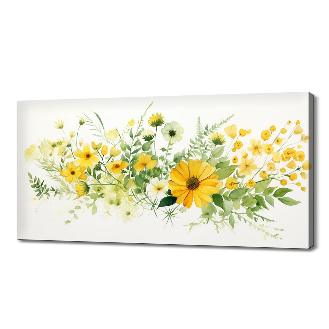 Yellow Coloured Beautiful Spring Wildflowers Field Meadow, Modern ...