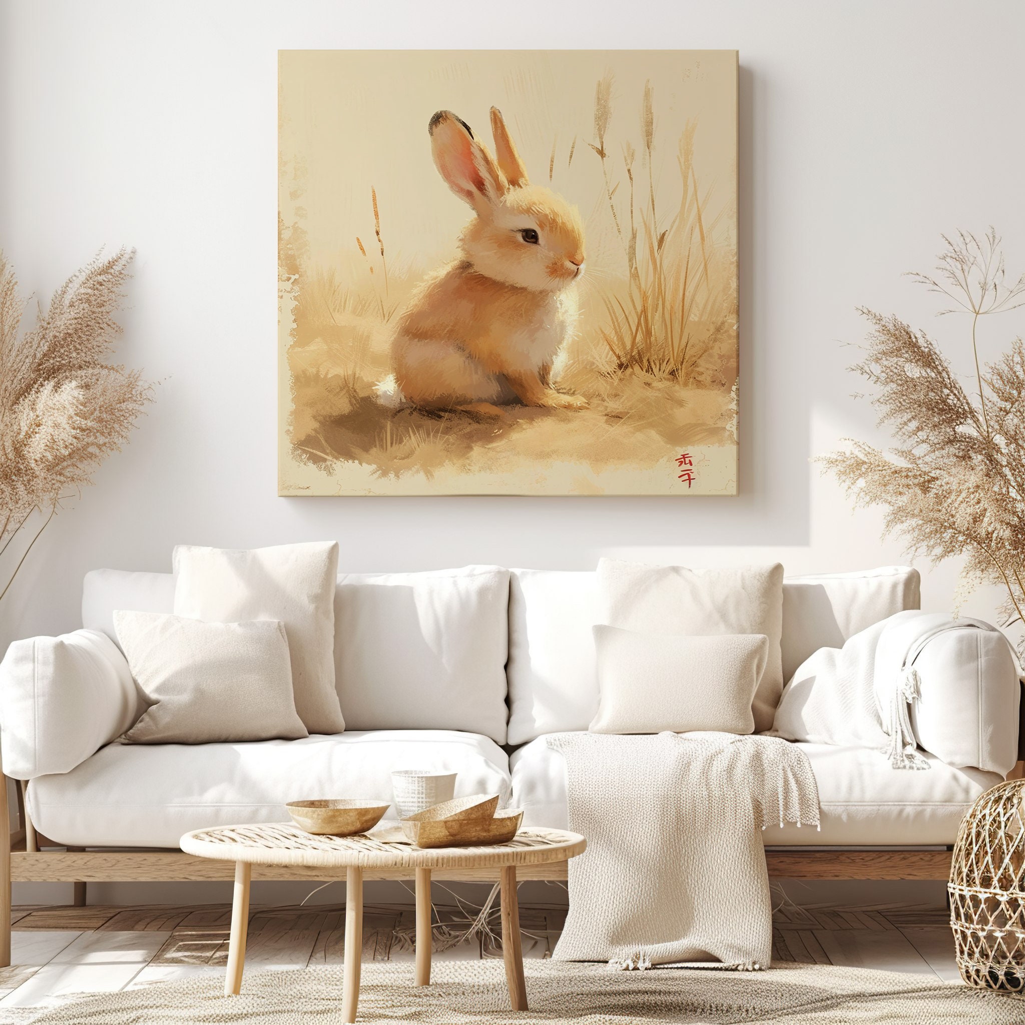 Bunny Rabbit Canvas Print, Animals Wall Art, Rabbit Lovers Gift, Cosy ...