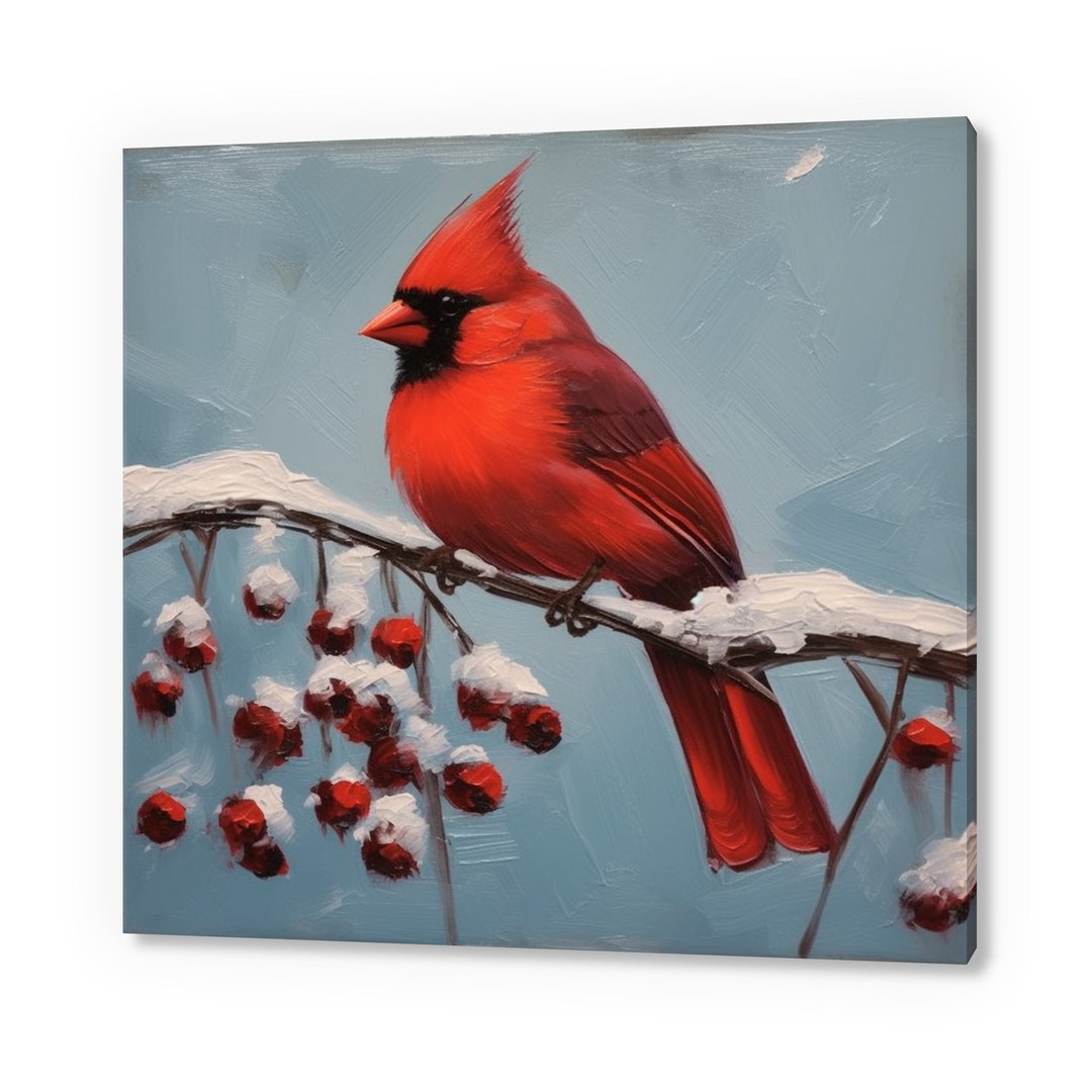 Red Cardinal, Bird Canvas Print, Birds Wall Art, Bird Lover Gift ...