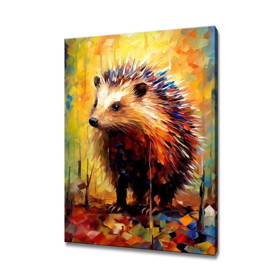 Porcupine Colourful Painting Wall Art Canvas Print Home Decor Animals ...