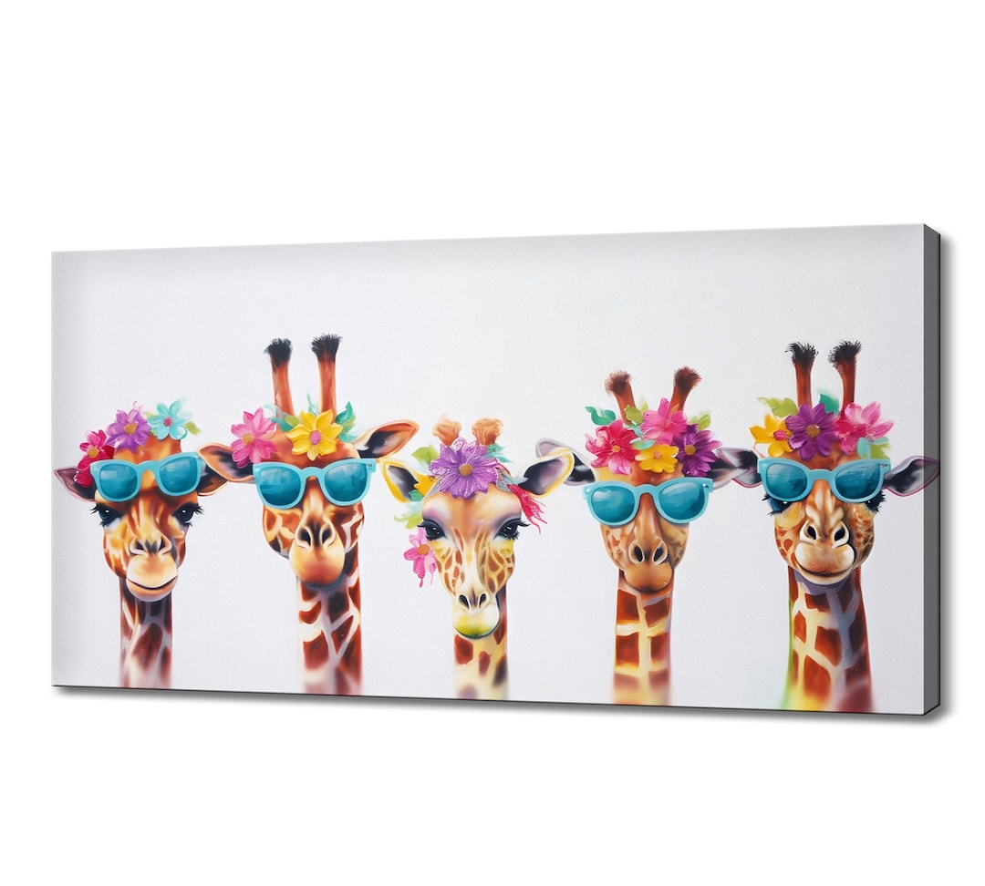 Funky Giraffes Wall Art Canvas Print Picture Home Decor Animals ...