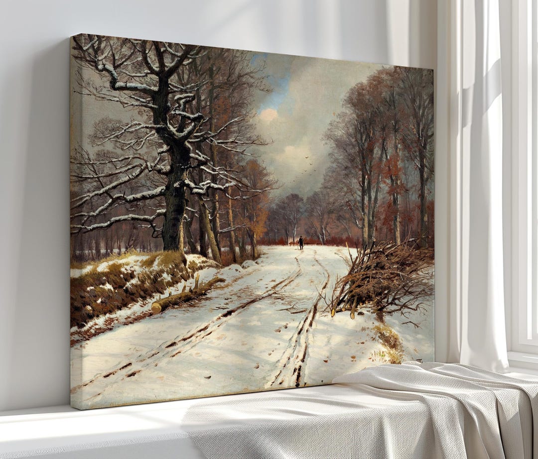 Winter Forest Landscape Canvas Print, Snowy Nature Wall Art, Rustic ...