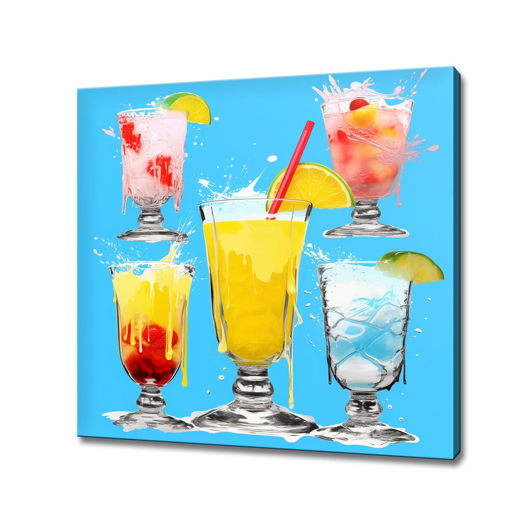 Colourful Set of Cocktails Canvas Print, Drinks Kitchen Wall, Bar ...
