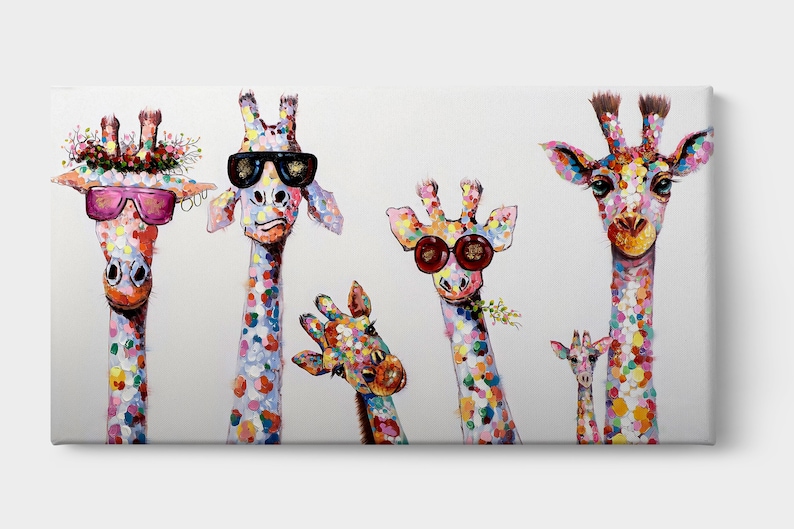 Funky Giraffes Wall Art Canvas Print Picture Home Decor - Etsy UK