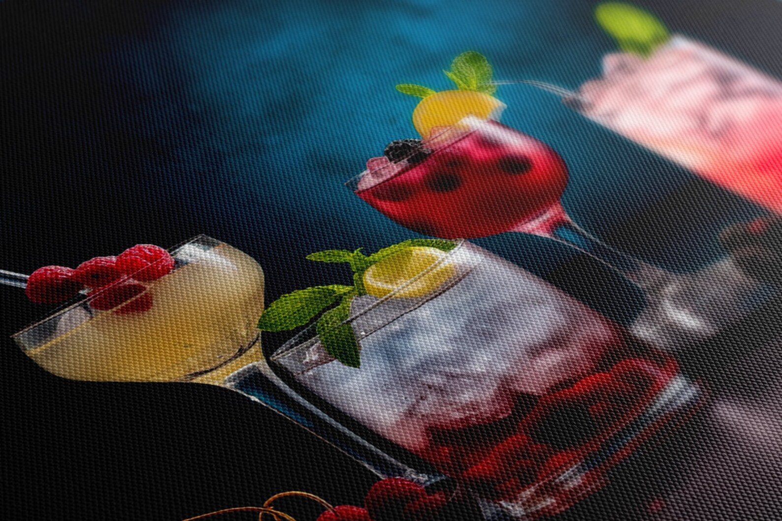 Set of Colourful Tropical Cocktails Glasses Canvas Print Art, Drinks ...