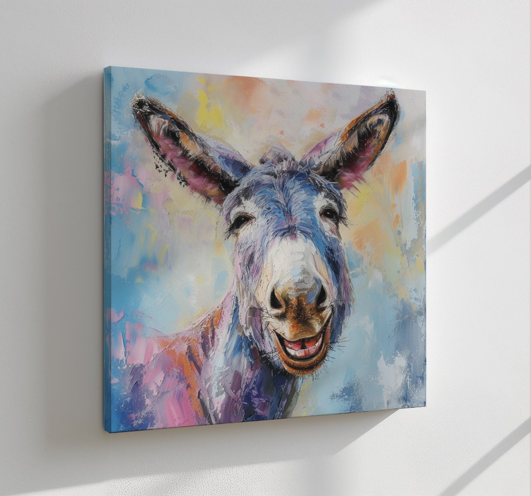 Funny Donkey Canvas Print, Animals Wall Art, Donkey Lovers Gift, Funny ...