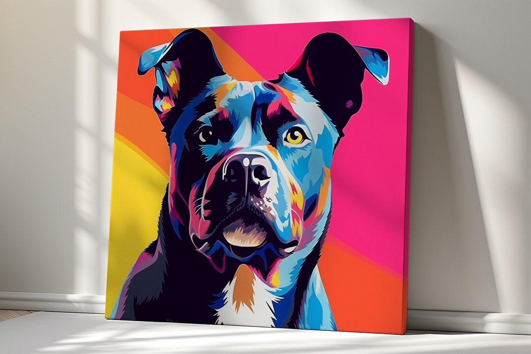 Impresión en lienzo de Staffordshire Bull Terrier, arte mural para ...