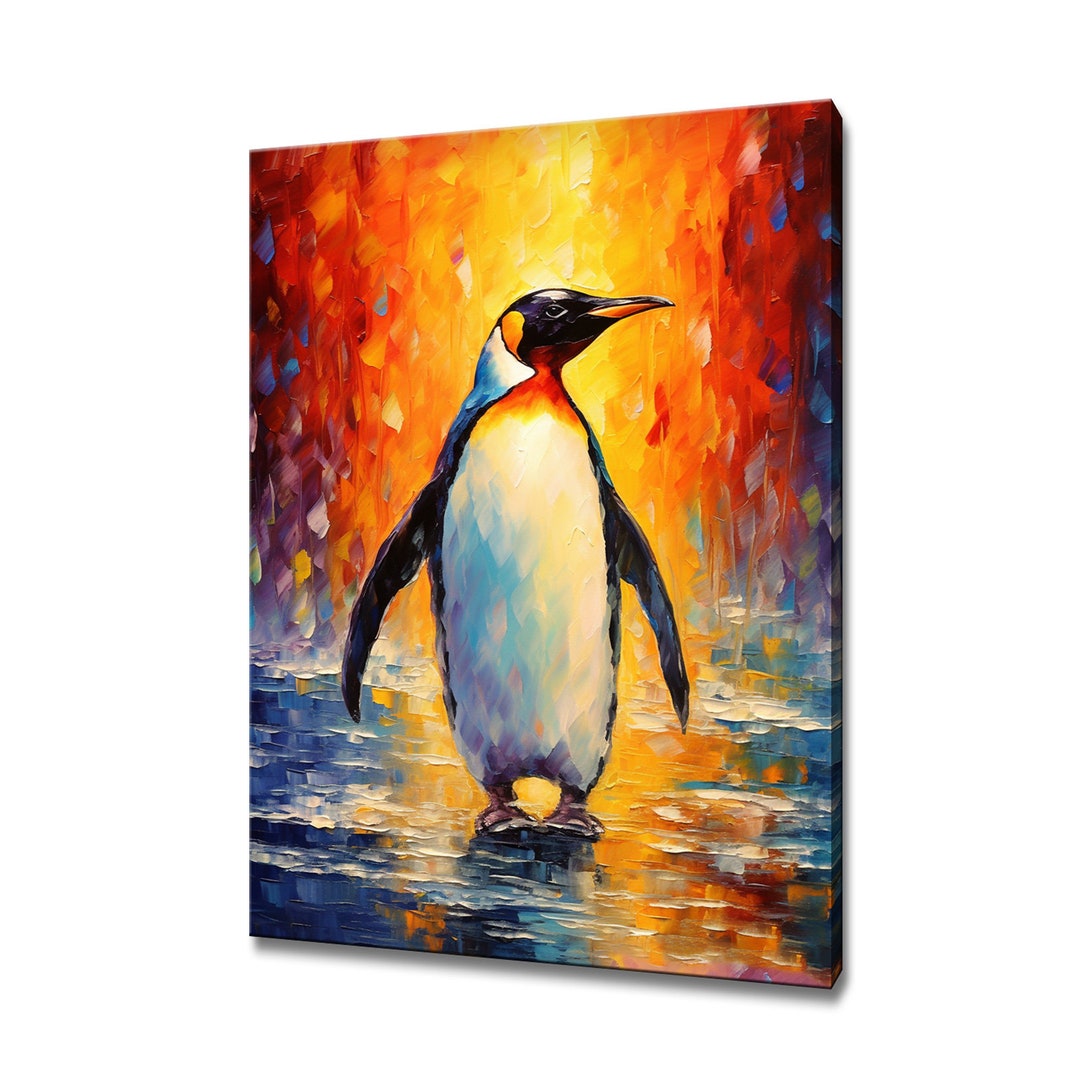 Emperor Penguin Colourful Painting Wall Art Canvas Print Home Decor ...