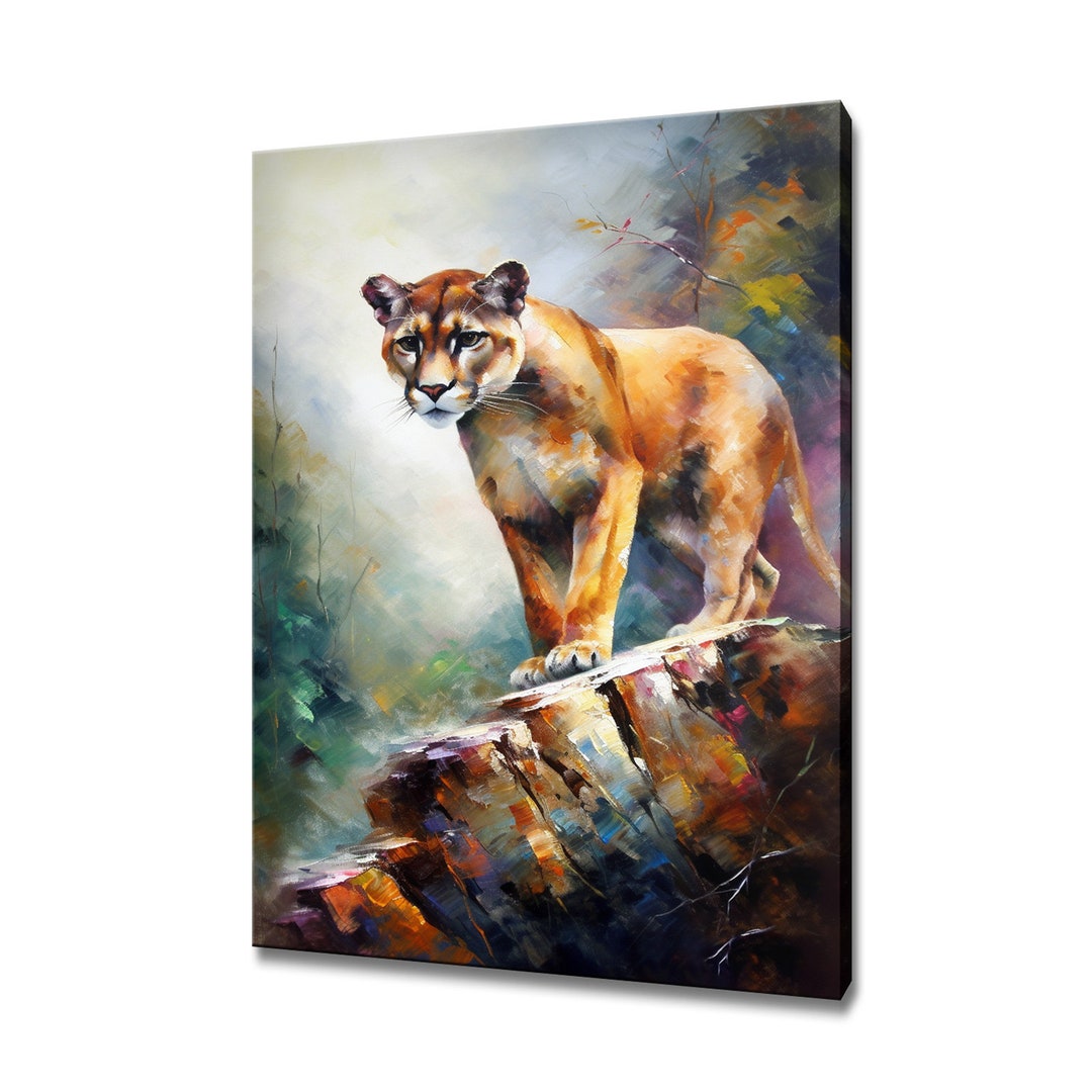 Cougar Mountain Lion Canvas Print Picture Wall Hanging Handmade Art ...