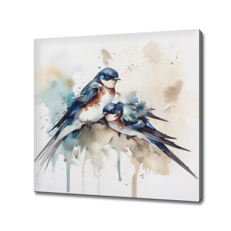 Beautiful Swallows Watercolour Canvas Art Print Picture Wall Hanging ...
