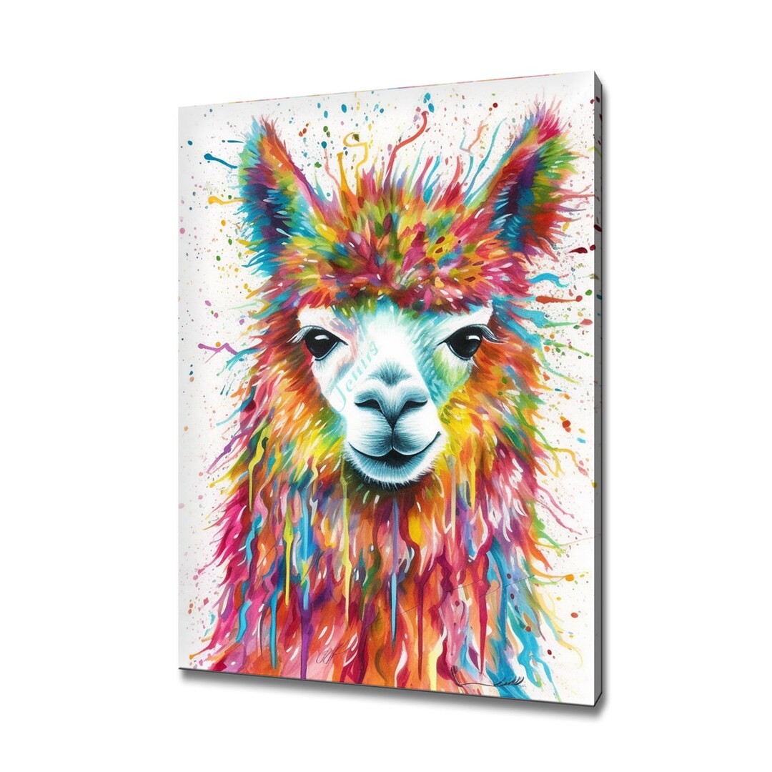 Alpaca Abstract Colourful Canvas Print Picture Wall Hanging Handmade ...