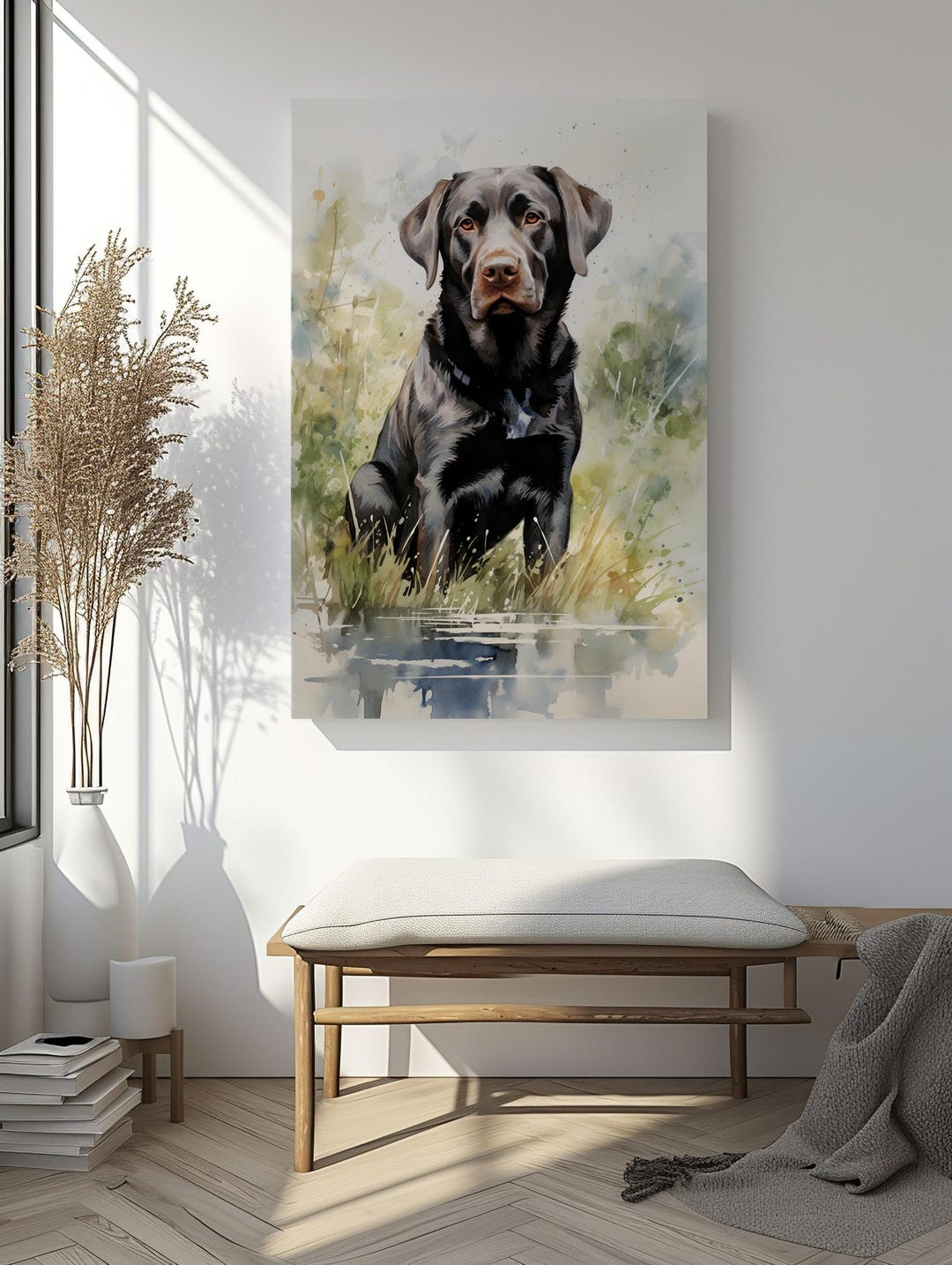 Watercolour Labrador Retriever Canvas Print Wall Art, Colourful Dog ...