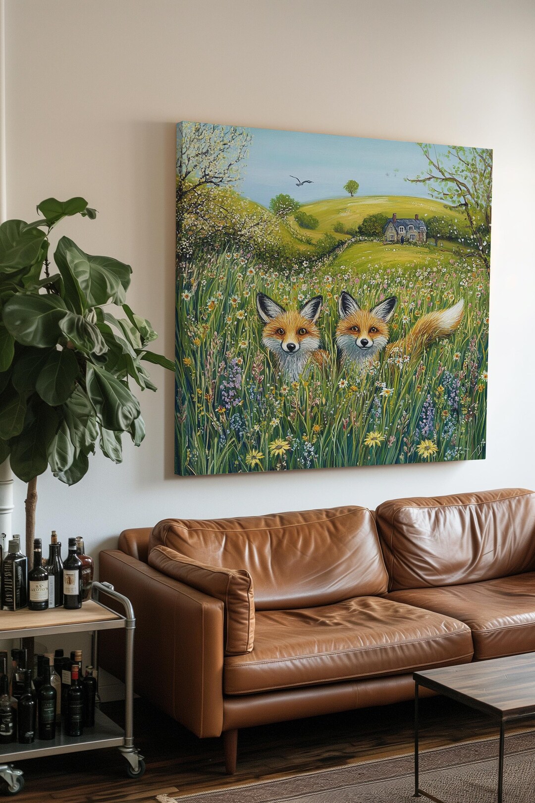 Baby Foxes, Rustic Canvas Print Wall Art – Woodland Animal Decor – Red ...