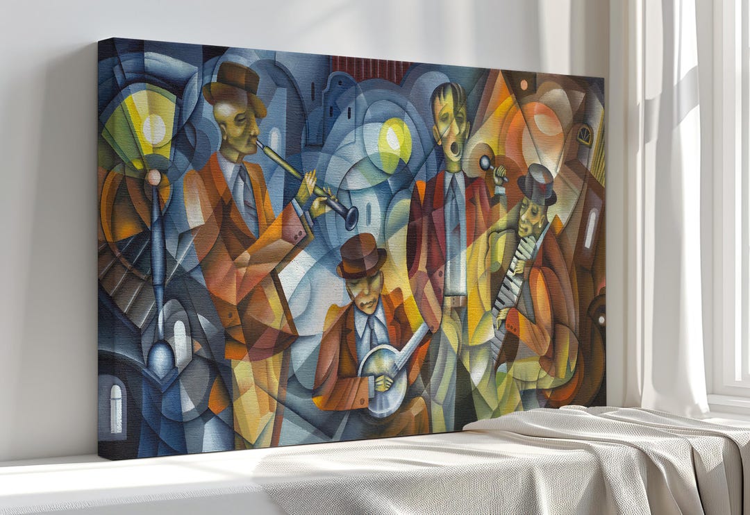 Art Deco Jazz Band, Musical Canvas Wall Art Print – Modern Home Decor ...