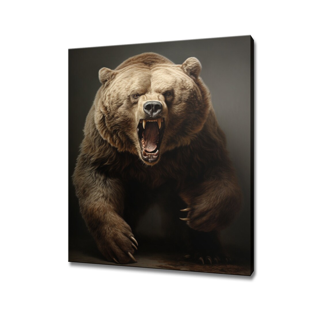 Angry Bear Animal Canvas Print | Gift for Bear Lover | Bear Wall Art ...