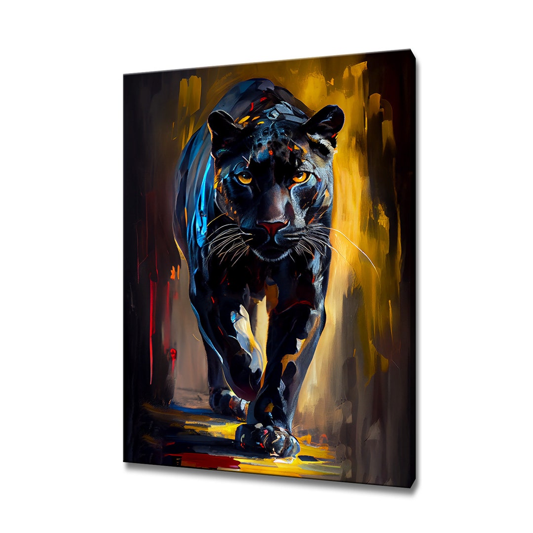 Black Panther Painting Wall Art Canvas Print Home Decor Animals ...