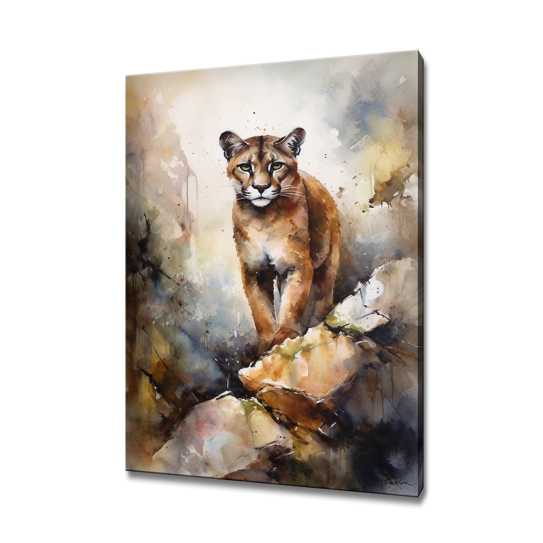 Cougar Mountain Lion Canvas Print Picture Wall Hanging Handmade Art ...