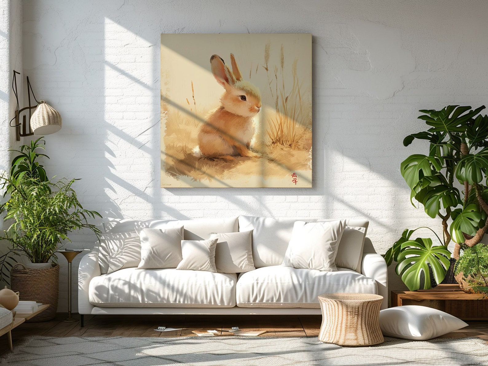 Bunny Rabbit Canvas Print, Animals Wall Art, Rabbit Lovers Gift, Cosy ...