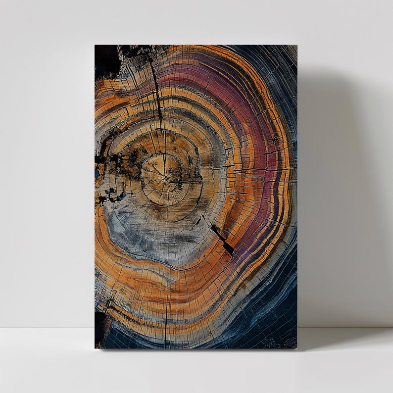 Tree Cross Sections Colourful Canvas Print, Set of Three Wall Art ...