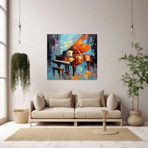 The Piano Music Colourful Painting Style Canvas Print, Classical Music ...