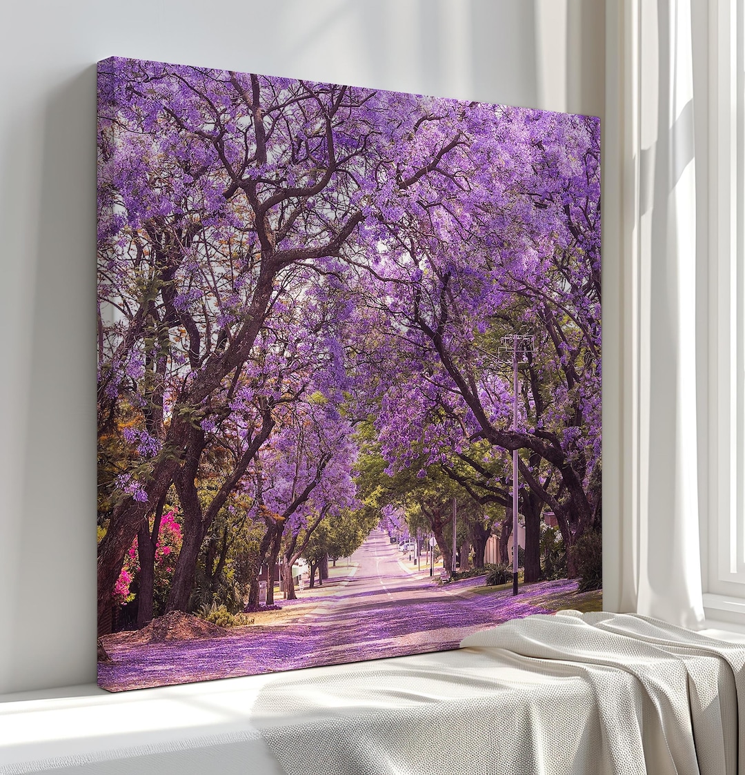 Violet Jacaranda Tree, Peaceful Landscape Canvas Wall Art – Calming ...