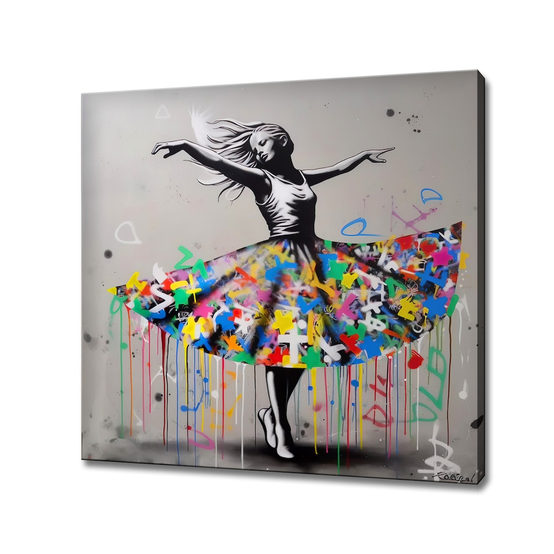 Ballerina Graffiti Canvas Art Print Picture Wall Hanging Handmade Home ...