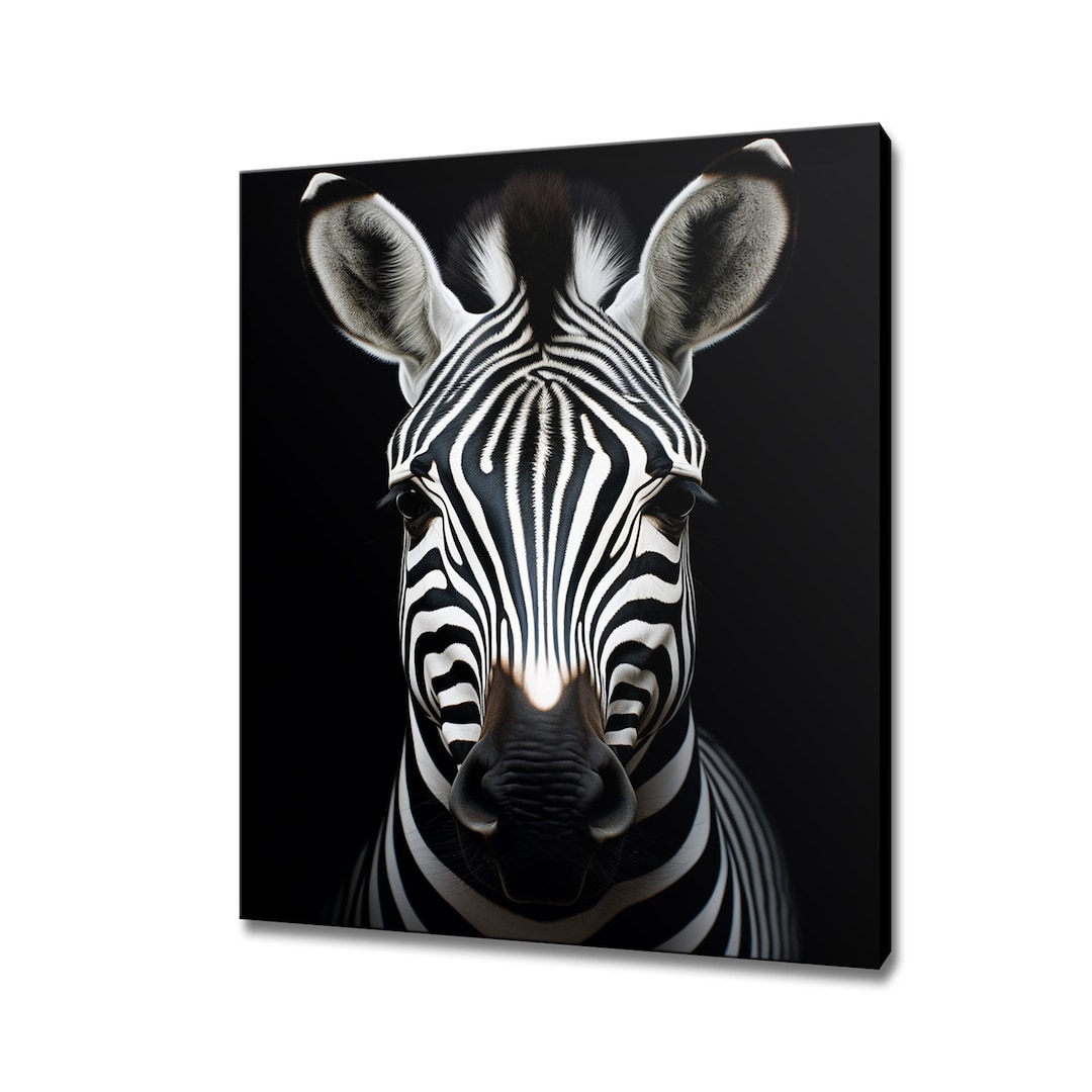 Schwarz Weiß Zebra Tier Leinwand Druck Zebra Wand Kunst Portrait Wildtiere Wohnkultur I Geschenk ...