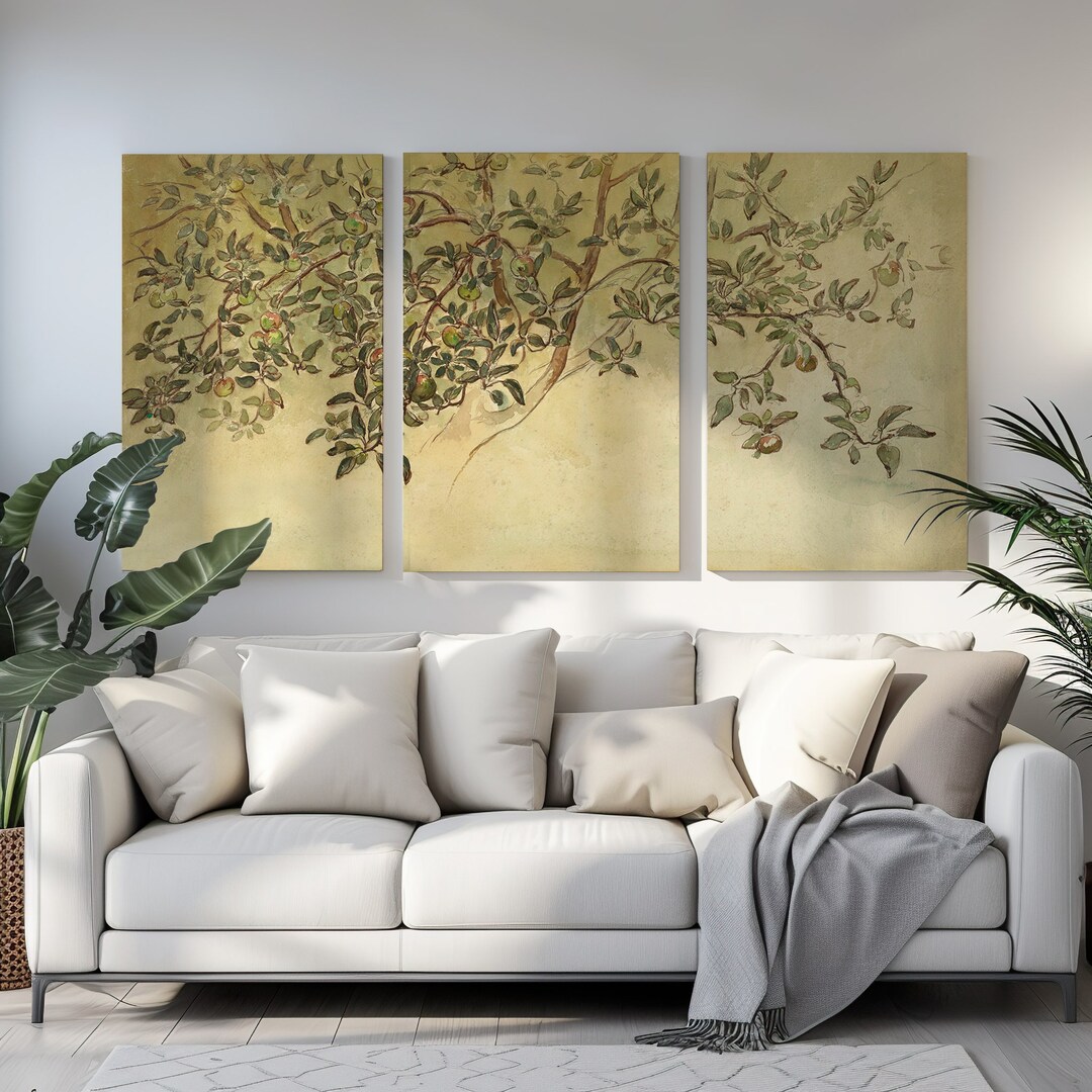 Vintage Apple Tree Canvas Print, Set of Three Wall Art, Contemporary ...