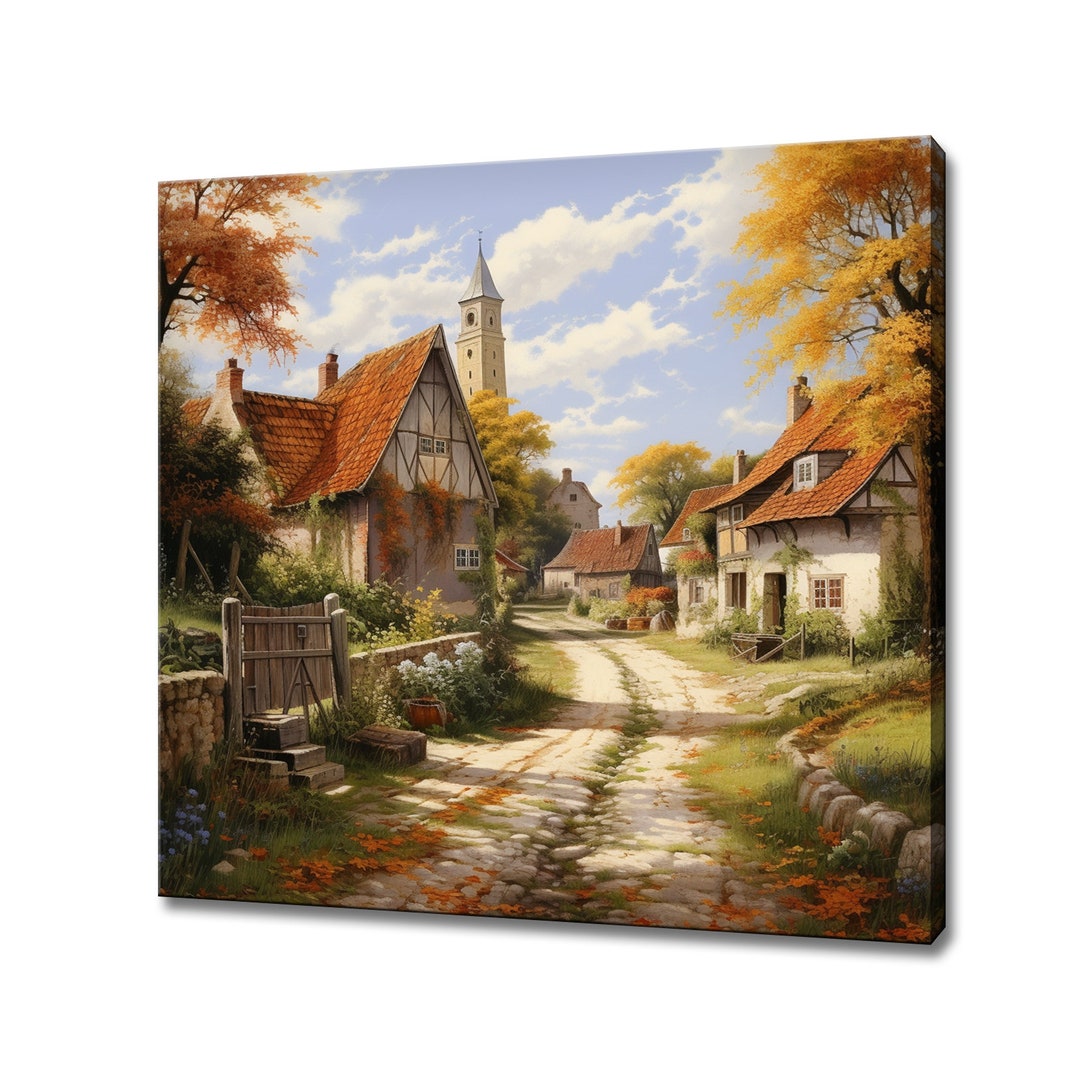 Danish Country Village Art Print | Canvas Wall Hanging Picture ...
