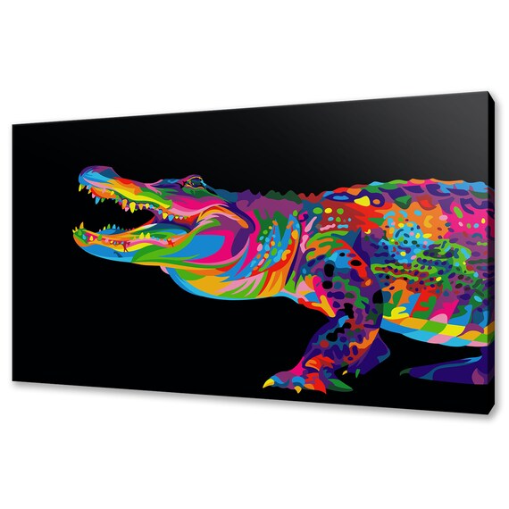 Crocodile colourful canvas print picture wall art home decor | Etsy