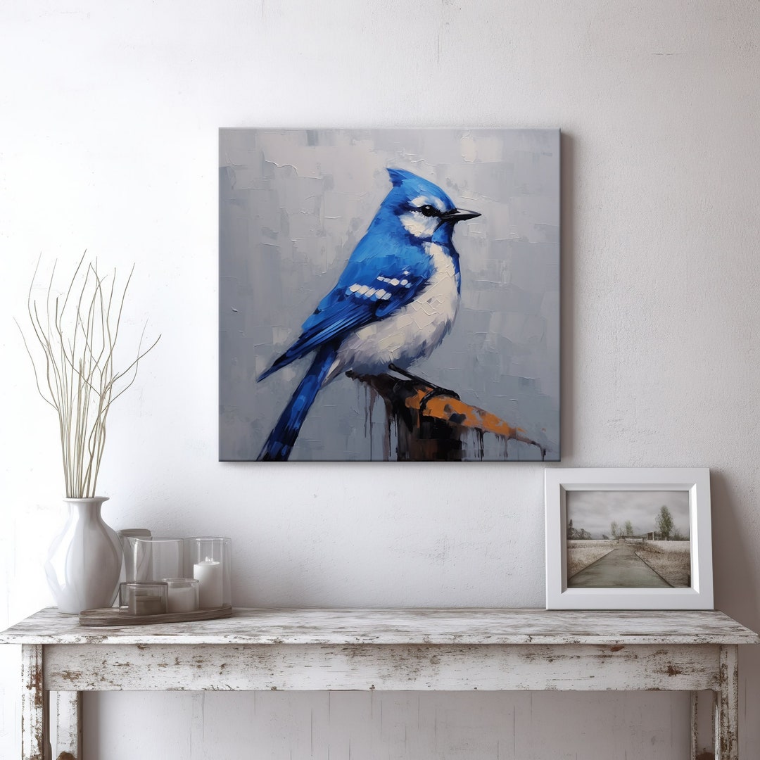 Blue Jay Art, Bird Canvas Print, Birds Wall Art, Bird Lover Gift ...
